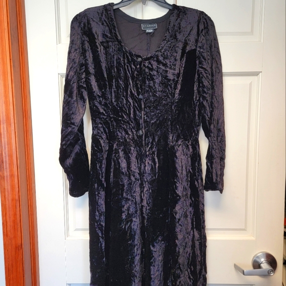Starina | Dresses | Vintage Starina Black Crushed Velvet Maxi Dress ...